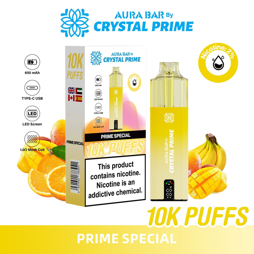 Aura Bar 10000 Prefilled Pod Vape Kit By Crystal Prime